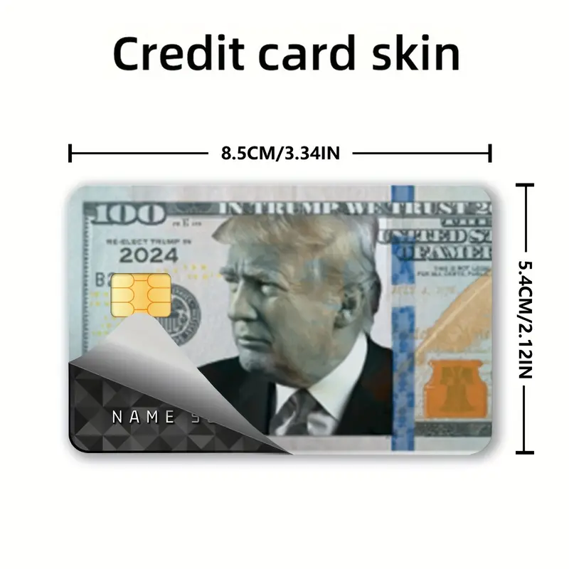 Pack of 2 Trump Credit Card Skins Funny Novelty US Hundred Dollar Bill ...