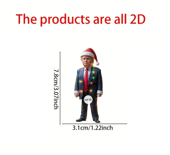 Trump Santa Hat Lights Hanging Car Christmas Tree Funny 2D Ornament De ...