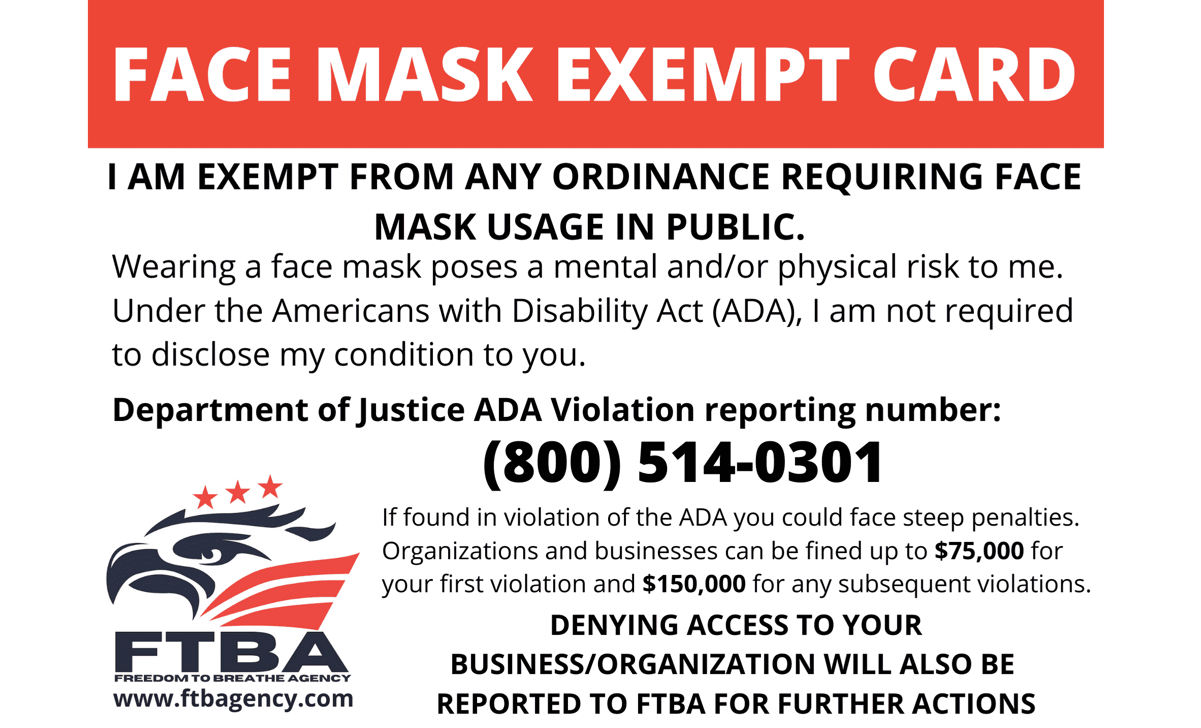 2 PACK Face Mask Exempt Card Exemption from Wearing Face Mask Wallet C ...