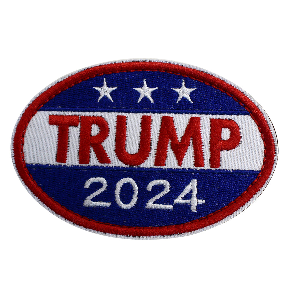 Trump 2024 Oval Red White Blue Embroidered MAGA Hook and Loop Patch ...