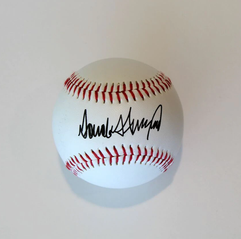 Donald Trump Facsimile Signature Autograph Signed Baseball– Trump Mug